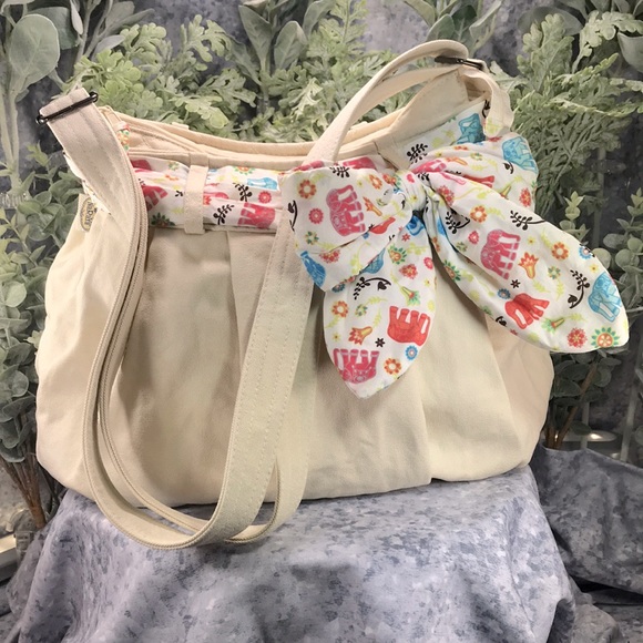 Naraya | Bags | Naraya Ecrubeige Pleated Cotton Slouch Handbag ...